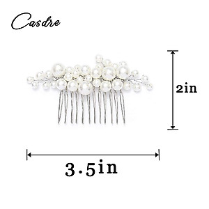 Casdre Pearl Bride Wedding Hair Comb Silver Bridal Side Comb Hair Piece Wedding Hair Accessories for Women and Girls