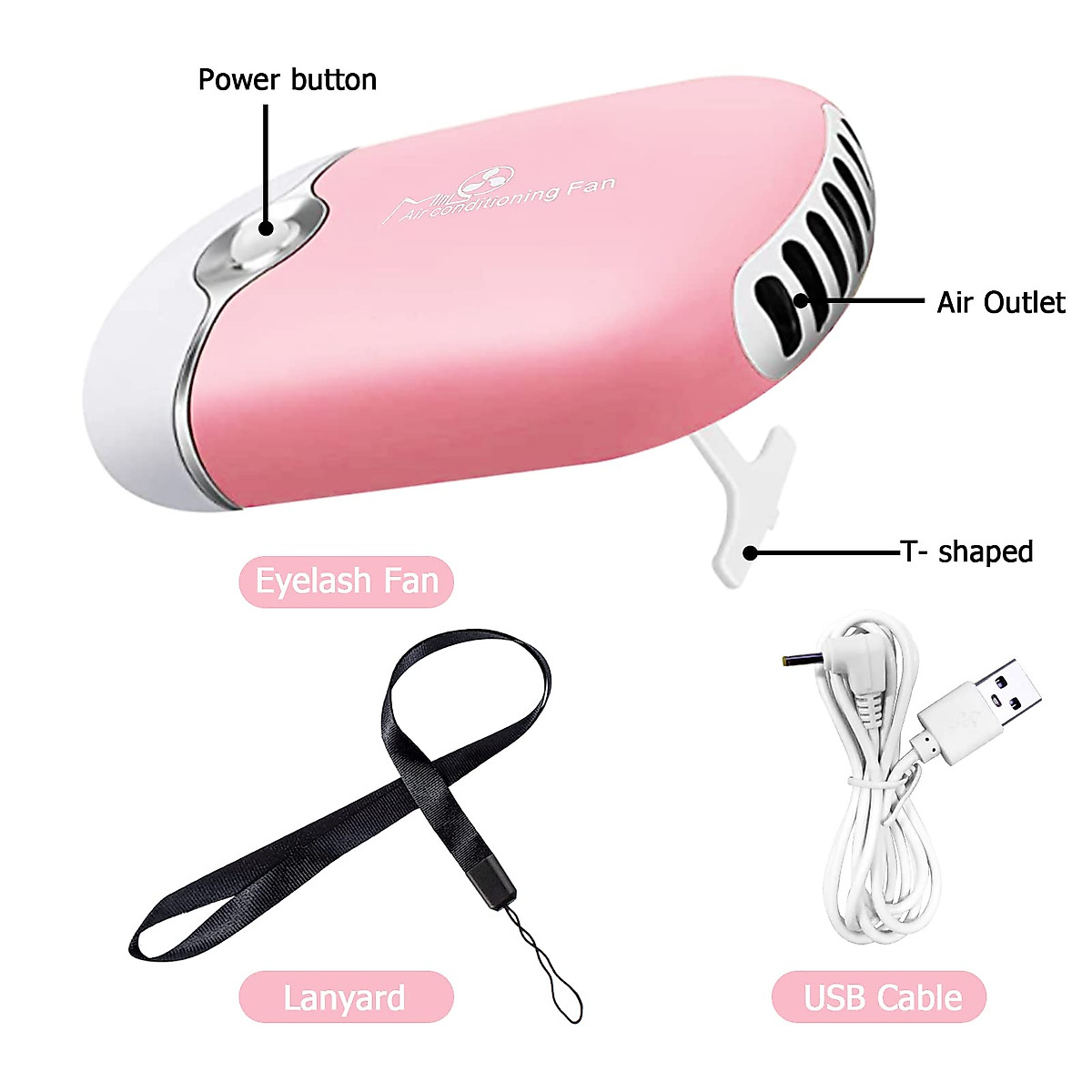 3.38 OZ Eyelash Extension Cleanser Lash Mousse Lash Shampoo for Lash Extensions, USB Mini Fan Rechargeable Electric Handheld Air Conditioning Lash Shampoo Kit Lash Brushes Cleanser Brush Wash Bottle