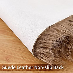 GlowSol Khaki Shaggy Area Rug Soft Solid Faux Fur Area Rug for Bedroom Living Room Plush Floor Carpet for Kids Room Shag Fuzzy Rug ( Khaki, 3×5 ft, Rectangle )