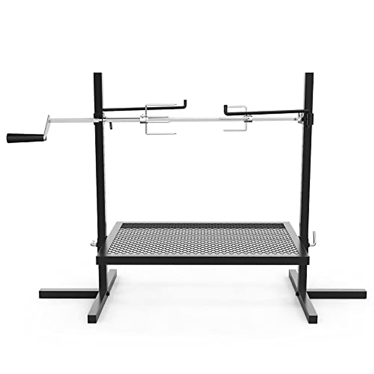 only fire Adjustable Grill Rotisserie System and Spit, Over Fire Camp Grill with Cooking Grate for Outdoor Open Flame Cooking