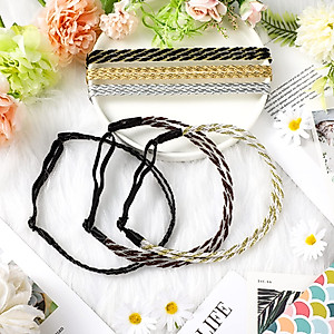 Jutom 6 Pieces Elastic Braided Headbands No Slip Adjustable Headbands Stretchy Headbands for Women Strand Headband Plaited Hair Band Hippie Hair Accessory