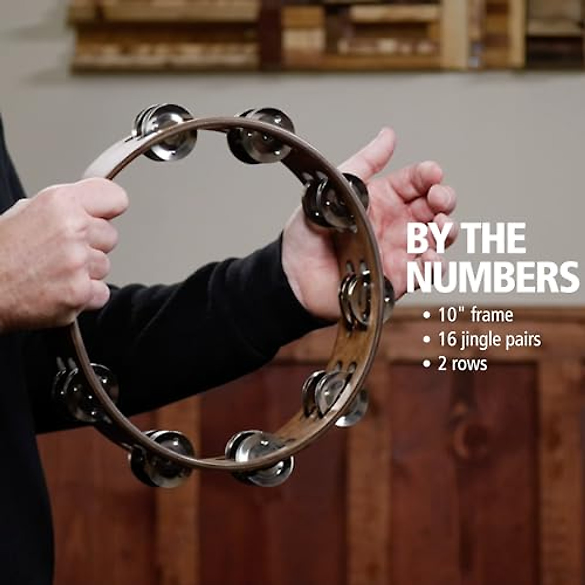 Meinl Percussion Traditional Wood Tambourine with Stainless Steel Jingles, Double Row — NOT Made in China — for All Musicians, 2-Year Warranty (TA2WB)