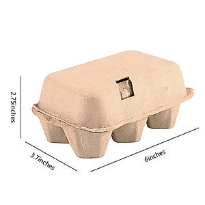 30 Pack Empty Egg Carton,6 Pulp Fiber Egg Carrier Egg Storage Containers for Kitchen, Farm, Picnic,Travel, Brown,Reusable,by MESHKA