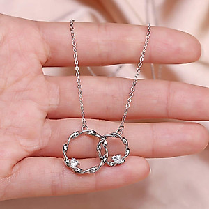 AnalysisyLove Sister Gifts from Sister, Sterling Silver Interlocking Infinity 2 Circles Necklace for Sisters, Big Sister Little Sister Gift, Birthday Jewelry Friendship Gifts