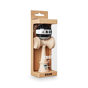 KROM - Kendama Toy STROGO Black - Original - High Wood Quality - Extra Strong - for Beginner and Pro - Gift Pack : Extra String + Stickers