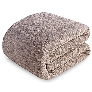 SOCHOW Melange Sherpa Throw Blanket, All Seasons 300GSM Lightweight Fuzzy Warm Super Soft Plush Fleece Blanket for Bed, Sofa and Couch, 60 x 80 inches, Camel