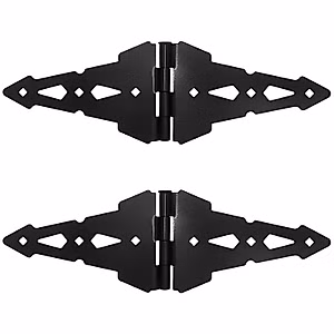 Western Style Black Wood Gate Hinges - Wood Fence Hinge Gate Kit, 8" Strap Gate Hinges - Wood Gate Hardware - Western Style