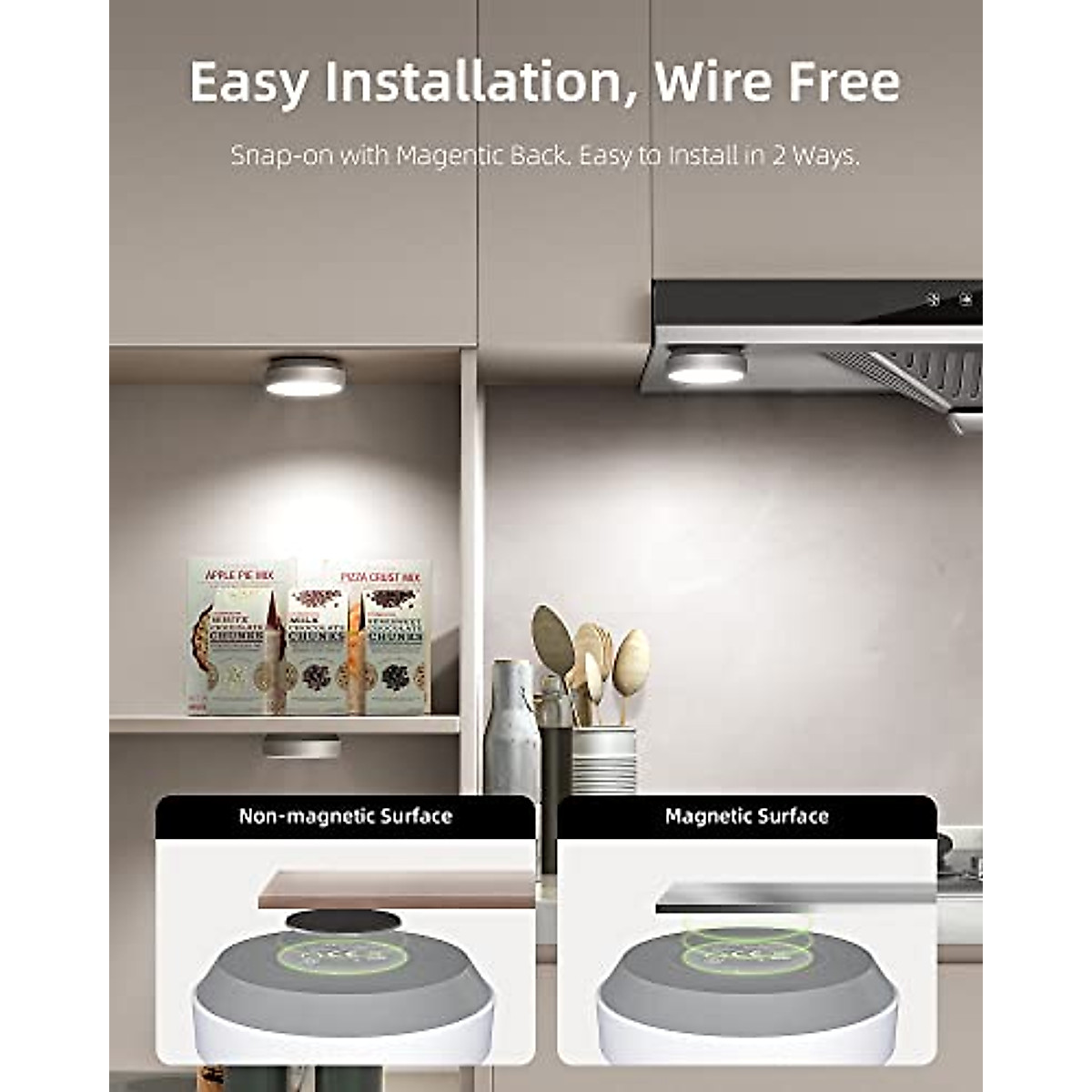 EZVALO Puck Lights with Remote Control, Rechargeable LED Light Battery Operated, Wireless Group Dimmable Under Cabinet Lighting Closet Counter (3 Pack)