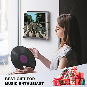 Vinyl Record Holder, 2Pack Wall Mount Vinyl Record Storage Holder, Heavy Duty Metal Vinyl Record Display Shelf, Fits 30 LP's Vinyl Records Organizer Stand, Dark Grey