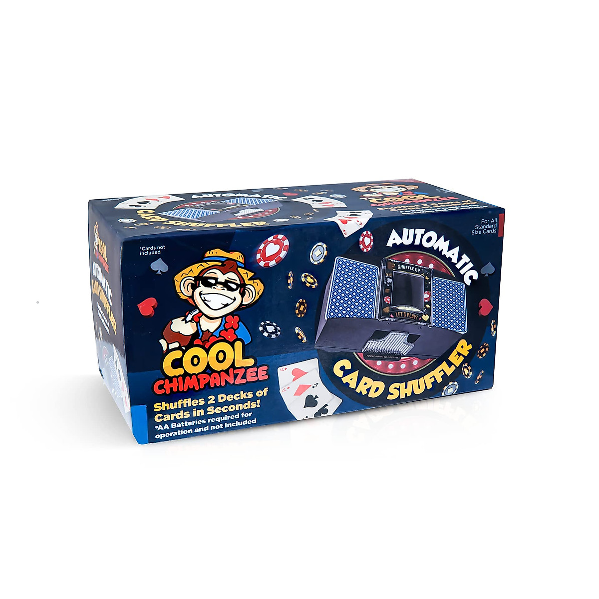 Cool Chimpanzee Automatic 2-Deck Card Shuffler, Home Poker Games, Blackjack, Rummy, War, Texas Hold 'Em, PLO, Omaha, Stud and More