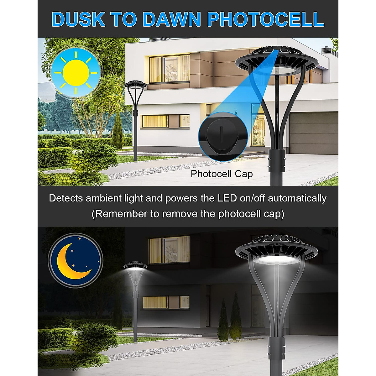 ADUB LED Post Top Light 100W 14,000LM, ETL Listed LED Post Lights Outdoor, 300W LED Flood Light ETL Listed, 42,000LM