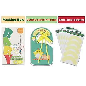 Baby Closet Dividers with Extra Blank Stickers - Cute Baby Closet Size Dividers for Baby Size Closet Clothes Age Nursery Baby Clothes Organizer/Hangers Dividers