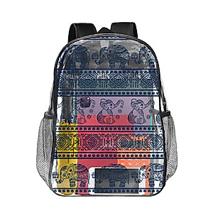 Qlonrewt Backpack for Kids Adult, Fashion Roomy Cute Pattern Bookbag, Durable School Bag with Front Pocket ,Suit for School, Work, Travel (Elephant DarkBlue)