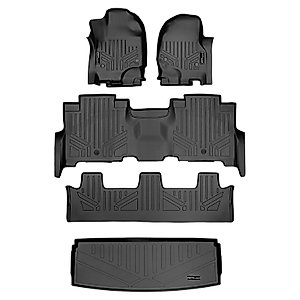 SMARTLINER Floor Mats - Cargo Liner Behind 3rd Row Set Black Compatible with 18-21 Expedition/Navigator 2nd Row Bench Seat (no Max or L)
