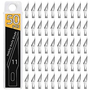 DIYSELF 50 PCS Exacto Knife Blades, High Carbon Steel #11 Blades Refill Art Blades with Storage Case for Craft, Hobby, Scrapbooking, Stencil