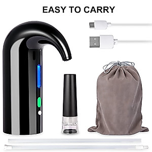 Electric Wine Aerator, Electric Wine Pourer and Wine Dispenser Pump, Multi-Smart Automatic Filter Wine Dispenser with USB Rechargeable for Travel, Home and Bar(Black)