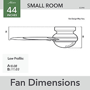 Hunter Fan Company 52390 Dempsey Ceiling Fan, 44 Inches, Matte Black