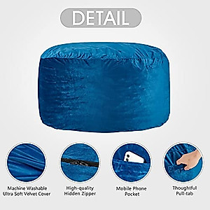 HABUTWAY Bean Bag Chair: Giant 5' Memory Foam Furniture Bean Bag Chair for Adults with Microfiber Cover - 5Ft,Blue