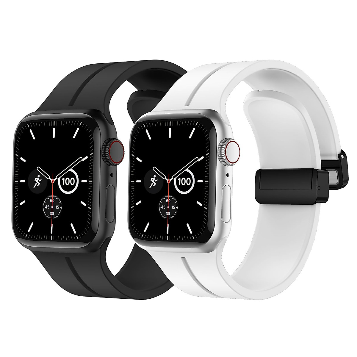 Viccoky Magnetic Sport Bands for Apple Watch Ultra Band 49mm 45mm 44mm 41mm 40mm 38mm 42mm, Silicone Replacement Strap Wristband Men Women for iWatch Ultra/Ultra 2 Series 9 8 7 6 5 4 SE, 2 Pack