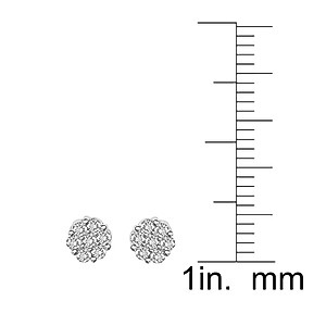 10k Gold Round Natural Diamond Flower Cluster Stud Earrings 4.50 mm (1/6 cttw, H-I Color, I3 Clarity) (white-gold)