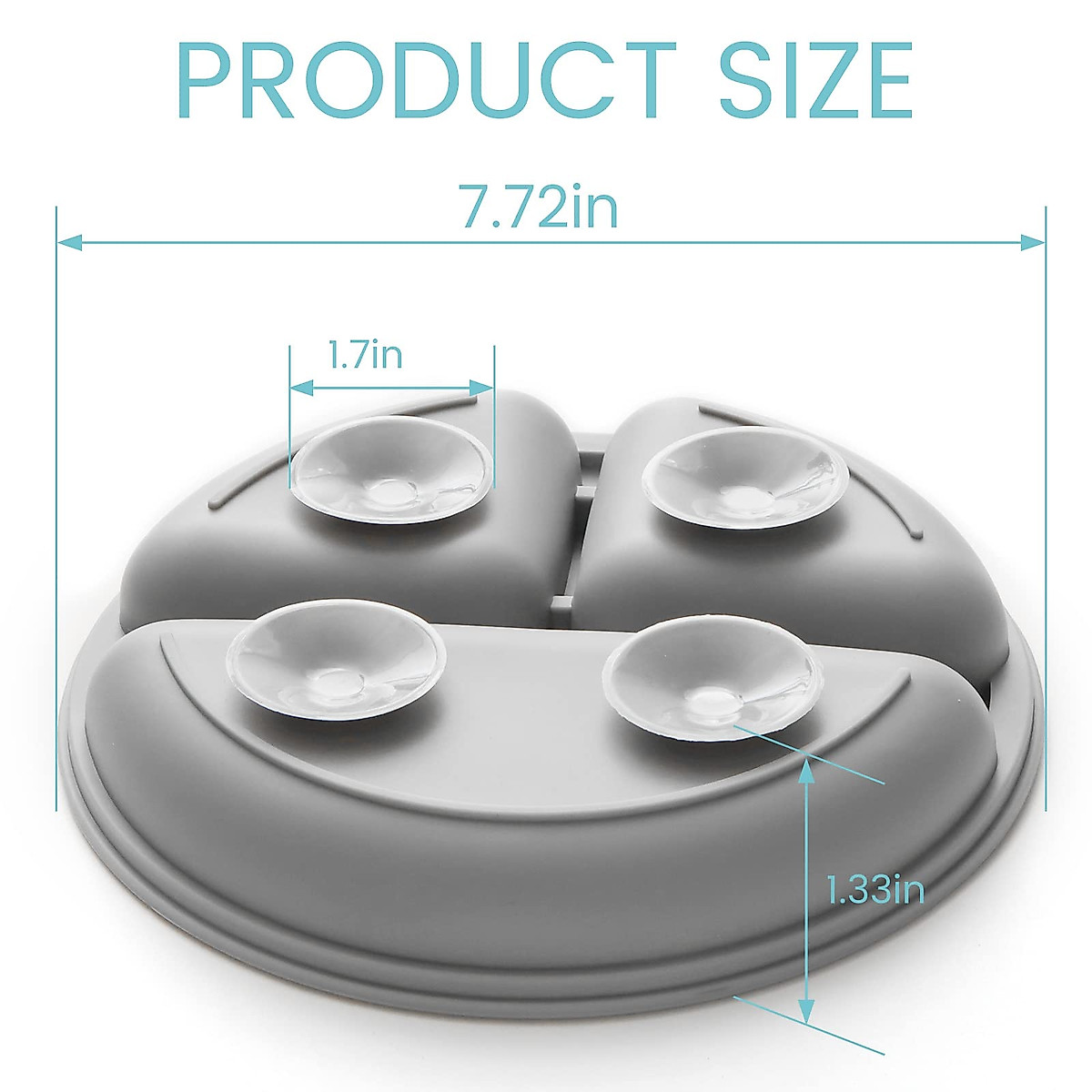 Silikong Suction Plate for Toddlers | BPA Free, 100% Food-Grade Silicone | Microwave, Dishwasher and Oven Safe | Stay Put Divided Baby Feeding Plates (3, Pink/Purple/Grey)