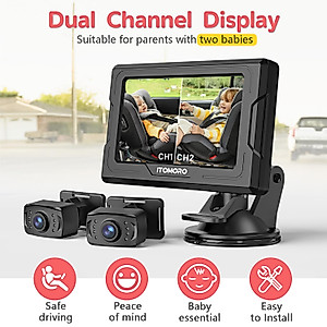 Itomoro Baby Car Camera HD 1080P Dual-Channel Display Car Baby Camera with 2 IR Night Vision Camera, Easily Install 4.3'' Car Camera for Baby with Crystal Clear Wide View for Rear Facing Seat