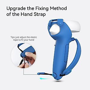 KIWI design Controller Grips Cover with Battery Opening Adjustable with Knuckle Straps, Suitable for Large Hands Compatible with Quest 2 Accessories (Blue)