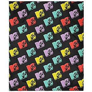 MTV Music Television Retro Toss Iconic 80's Logo Plush Fleece Throw Blanket Wall Scroll