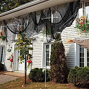Mauts 315"x39" Halloween Creepy Cloth Halloween Decorations DIY Halloween Fake Spider Cobweb with Spooky Fabric (Black)