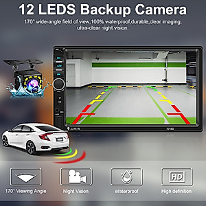 Nhopeew Double Din Car Stereo with Bluetooth and Backup Camera 7 Inch Touch Screen Car Radio Support AUX/USB/TF Card/Mirror Link/Steering Wheel Control