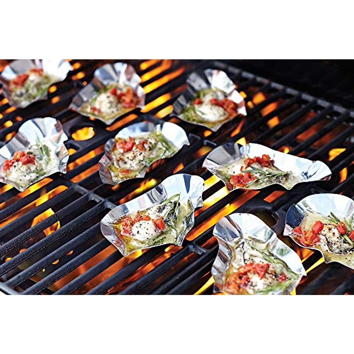 Outset 76471 Stainless Steel Grillable Oyster Shells, Set of 12, SIlver