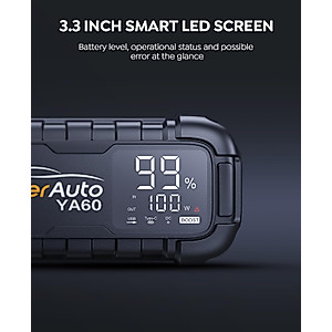 YaberAuto Car Battery Jump Starter 7000A 65W Fast Charging (All Gas/12.0L Diesel) Portable Car Jump Starter Battery Pack, Jump Box Battery Jumper Starter Portable Jumper Cables, 150W DC, 600LM Light