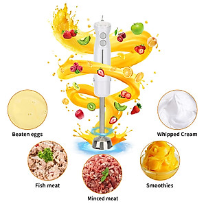 Immersion Hand Blender, Handheld Blender, 5-in-1 Multi-Function Stick Mixer, 600w 10 Speed Manual Mixer With Turbine, Mixer For Food Whipping, Milk Mixer/Egg Mixer,/Mortar and Beaker/Measuring Cup