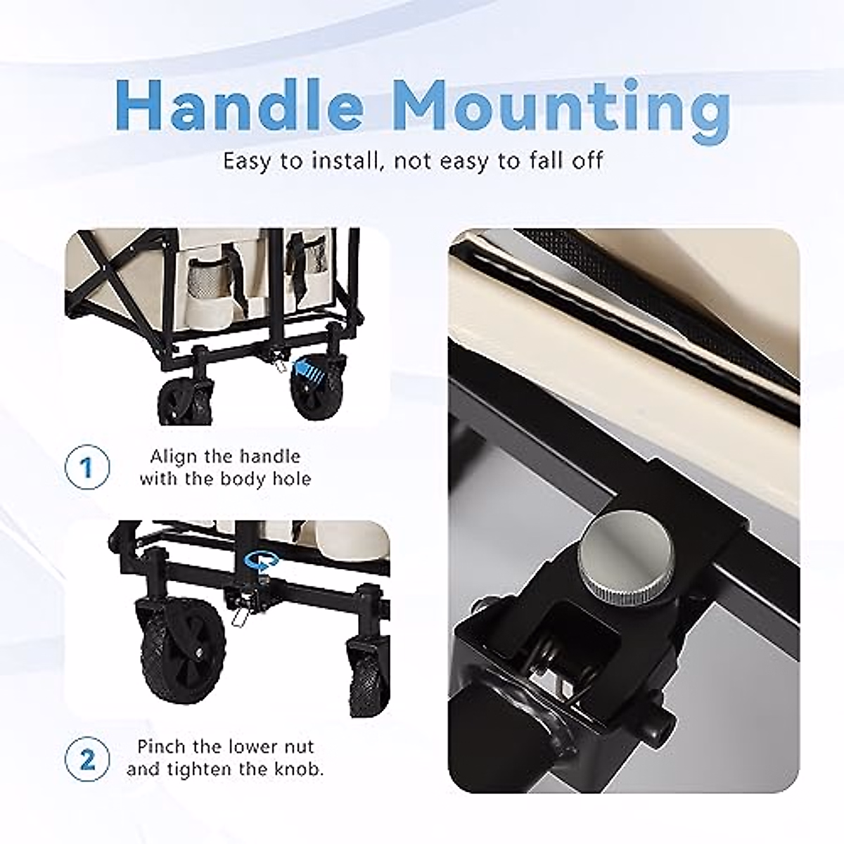 Folding Wagon Portable Collapsible Wagon by Teprovo,243lbs Capacity Utility Wagon Garden Cart with Rolling Wheels and Adjusted Handle