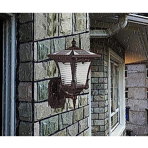 MADBLR7 Aluminum Solar Outdoor Wall Light with Glass Lantern Antique Wall Sconce Outdoor Lamp Waterproof Porch Light for Garage Front Door