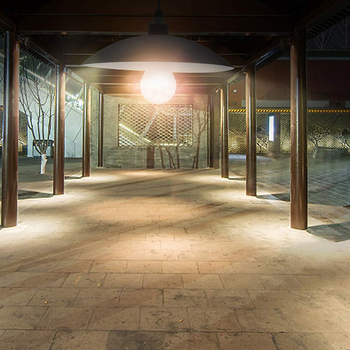 LAFEINA Solar Pendant Lights, Outdoor Solar Lights with Remote Control Dual Color Switchable Brightness & Timing Adjustable Shed Lamp for Barn Yard Patio Porch Garden