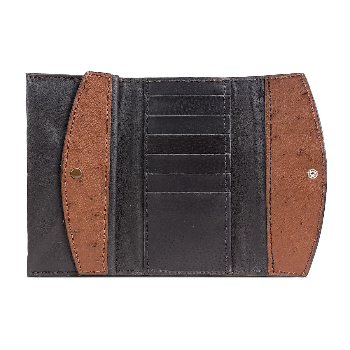 Brown Genuine Ostrich Leather Clutch Wallet Handmade