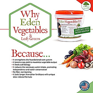 Eden Vegetables & Leafy Greens Organic Enriched Fertilizer (5 lb Bucket)-Neem Plant Food 7-7-7 Enriched Formula for Perfect Nitrogen, Phosphorous, and Potassium Balance