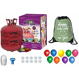Blue Ribbon Balloon Time Disposable Helium Tank 14.9 cu.ft - 50 Latex Balloons + Balloon Tying Tool + Curling Ribbon