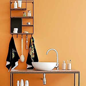 Kuizee Microfiber Hand Towel Face Towels Set of 2 Oriental Dragon Painting Quick-Dry Highly Absorbent Ultra Soft Bathroom Kitchen 30X15 Inch