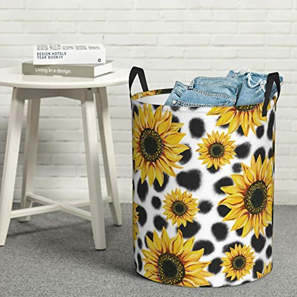 KiuLoam Sunflowers On Cow Print 19.6 Inches Large Storage Basket ...