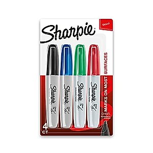 SHARPIE Permanent Markers, Chisel Tip, Classic Colors, 4 Count