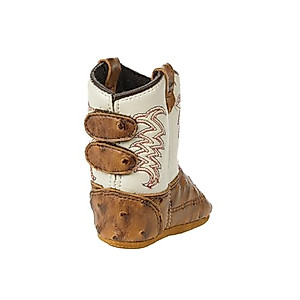 Old West Baby Boys Poppets Shoes Ankle Boot, Brown Ostrich Foot/White Shaft, 1 Infant