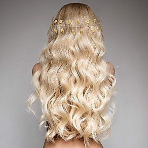 2 Pieces Headpieces Wedding Metal Hair Vine Headband, Gold Leaf Bridal Headpieces for Bride and Bridesmaid, Baby Shower, Photo Taking, Greek or Roman Costume (13.5 Inches)