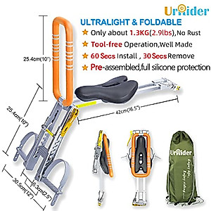 UrRider Child Bike Seat, Front Mount Kids Bike Seat,Fit Mountain Bikes, Cruiser Bikes, Folding Bikes, Ultra Light,Portable, Tool-Free, Quick-Release,Toddler Bike Seat for Baby 2-6 Years(up to 60lbs)
