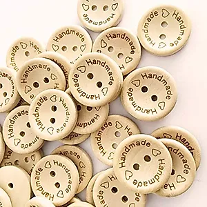 HengKe 100 pcs Wooden Handmade Buttons, Crafts Assorted Buttons Wooden Sewing Buttons, for Sewing Clothing Accessories, DIY Crafting Projects Decorations 20mm