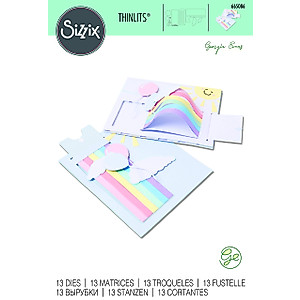 Sizzix Thinlits Die 665086 Rainbow Slider Card by Georgie Evans 13 Pack, Multicolor