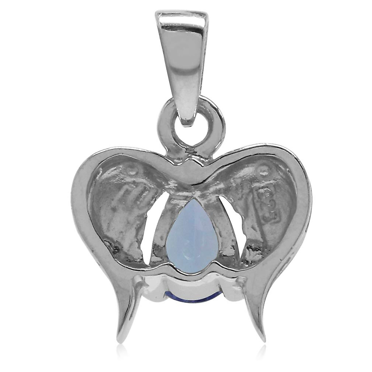 Silvershake Genuine Tanzanite 925 Sterling Silver Angel Wings Pendant
