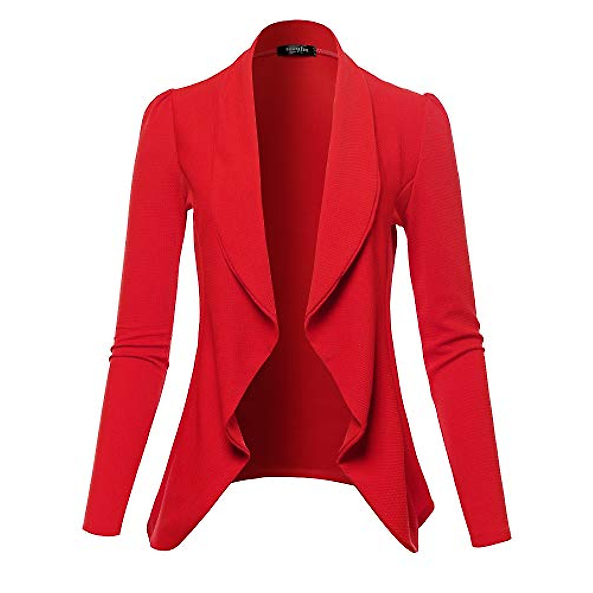 SSOULM Women's Long Sleeve Classic Draped Open Front Lightweight Blazer RED S