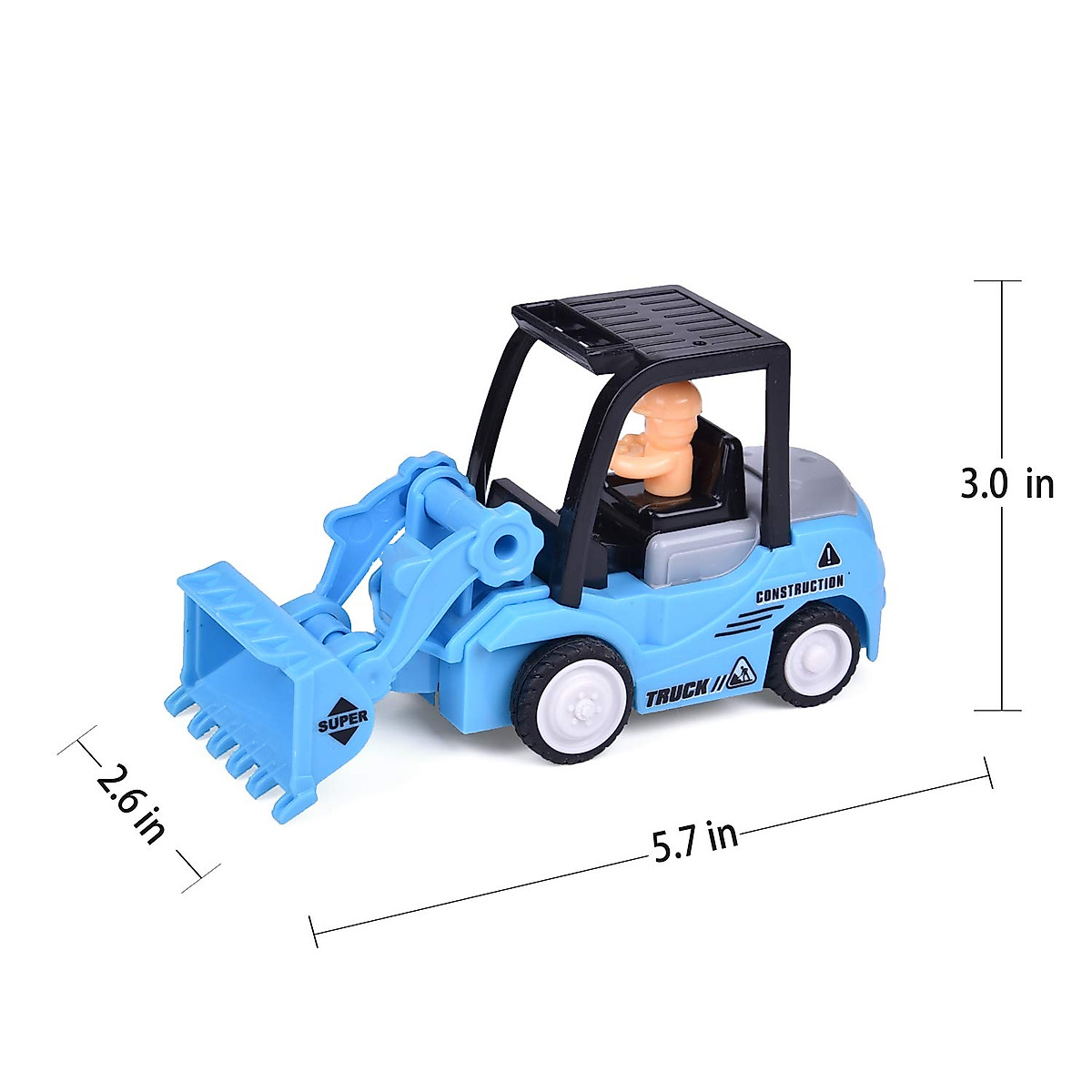FUN LITTLE TOYS Friction Powered Construction Truck Toys for Toddlers, Push and Go Construction Vehicles Toys Set of Bulldozer, Excavator, Roller